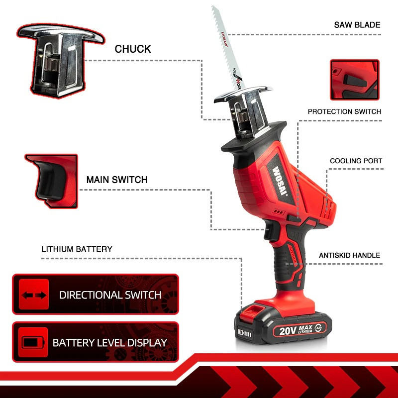 Scie Sabre Pro Sans Fil 2 Batteries Li-ion